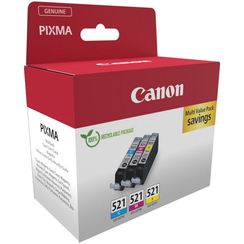 Comprar Multipack de cartuchos de tinta de color Canon CLI-521 C/M/Y — Tienda Canon Espana